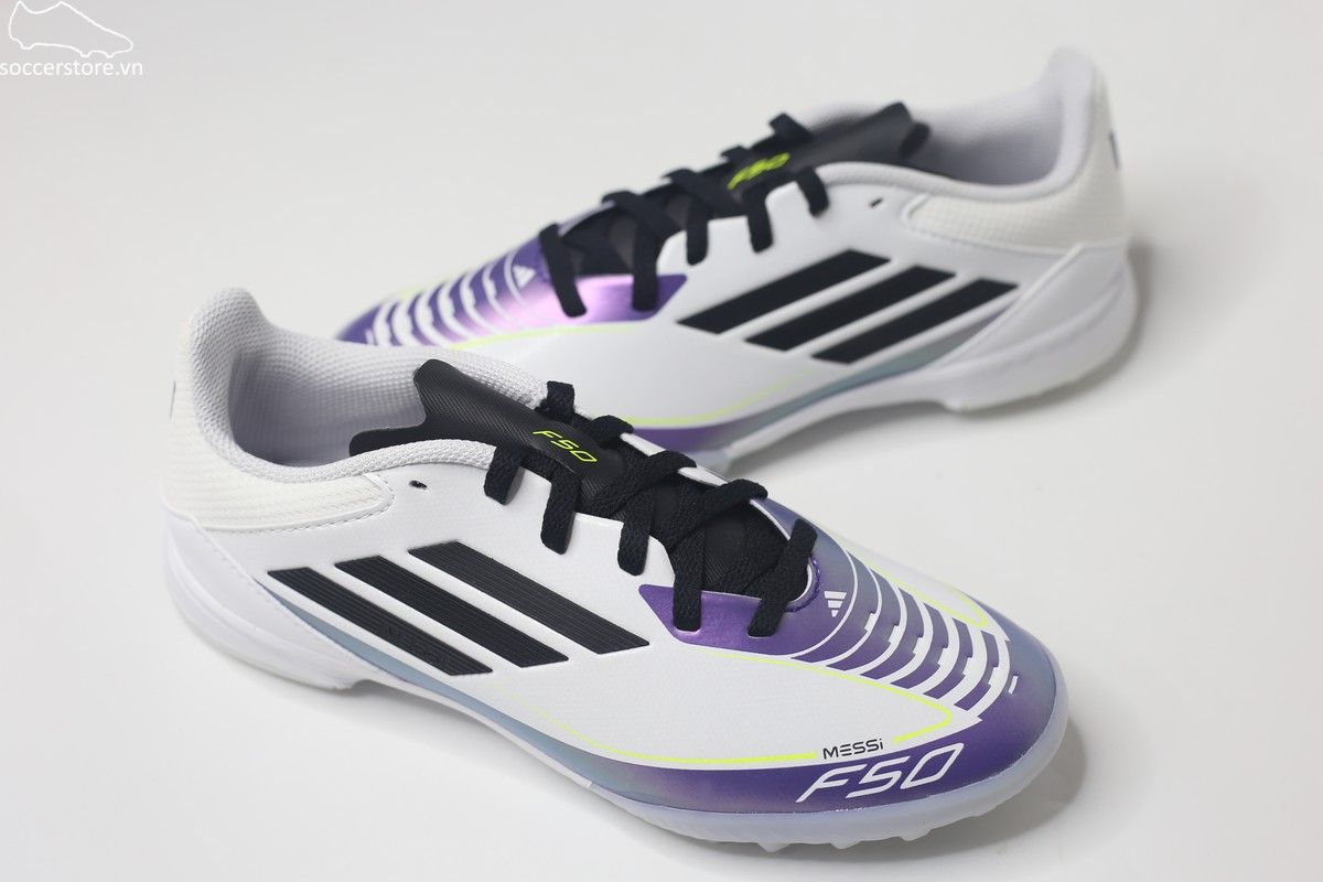 Giày bóng đá trẻ em Adidas F50 League TF J Messi Kids màu trắng đen ...