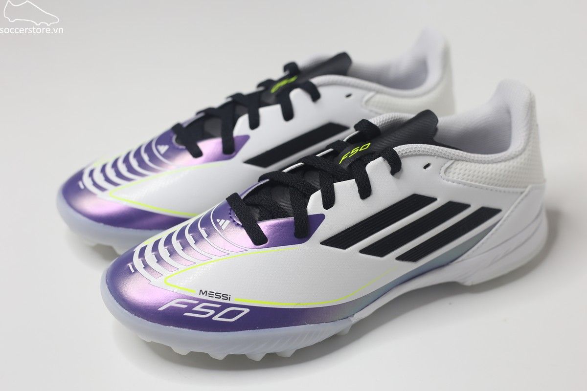 Giày bóng đá trẻ em Adidas F50 League TF J Messi Kids màu trắng đen ...