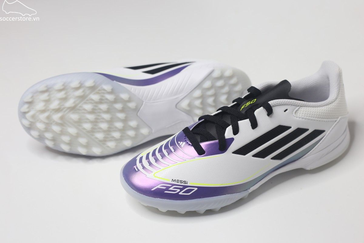 Giày bóng đá trẻ em Adidas F50 League TF J Messi Kids màu trắng đen ...