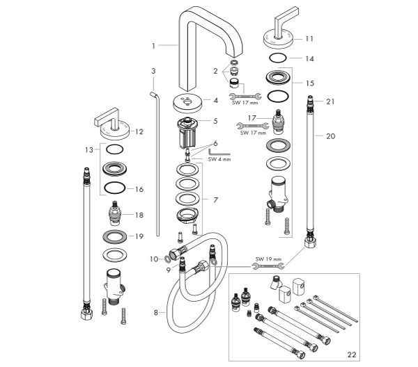 Hansgrohe Axor Citterio Chrome 170 Basin Mixer With 140mm Spout ...