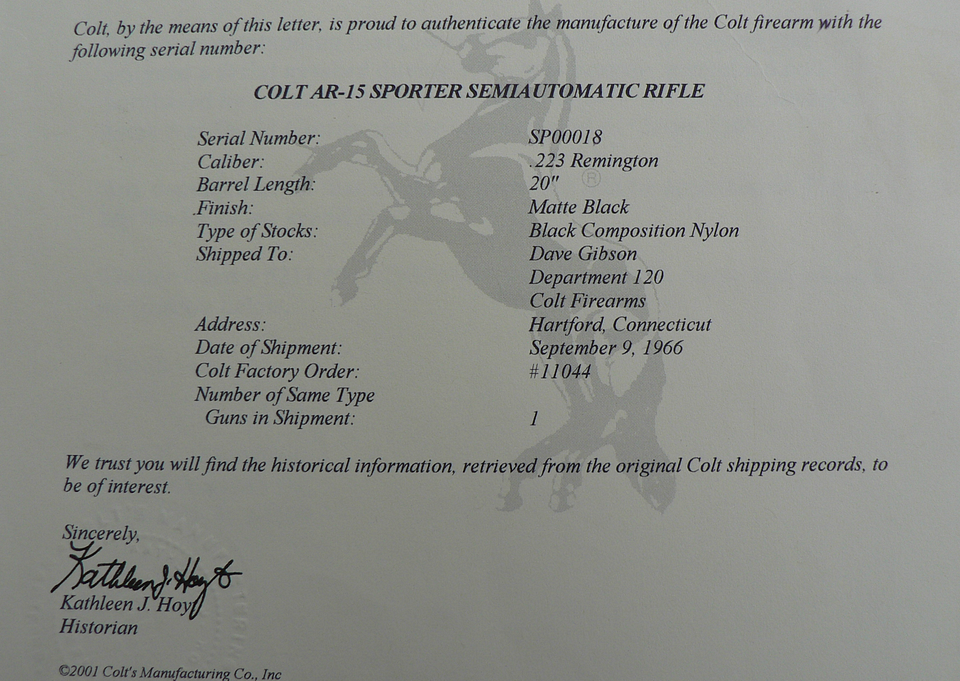 Colt Sp1 No SP in serial Number 4 digit serial number original ...