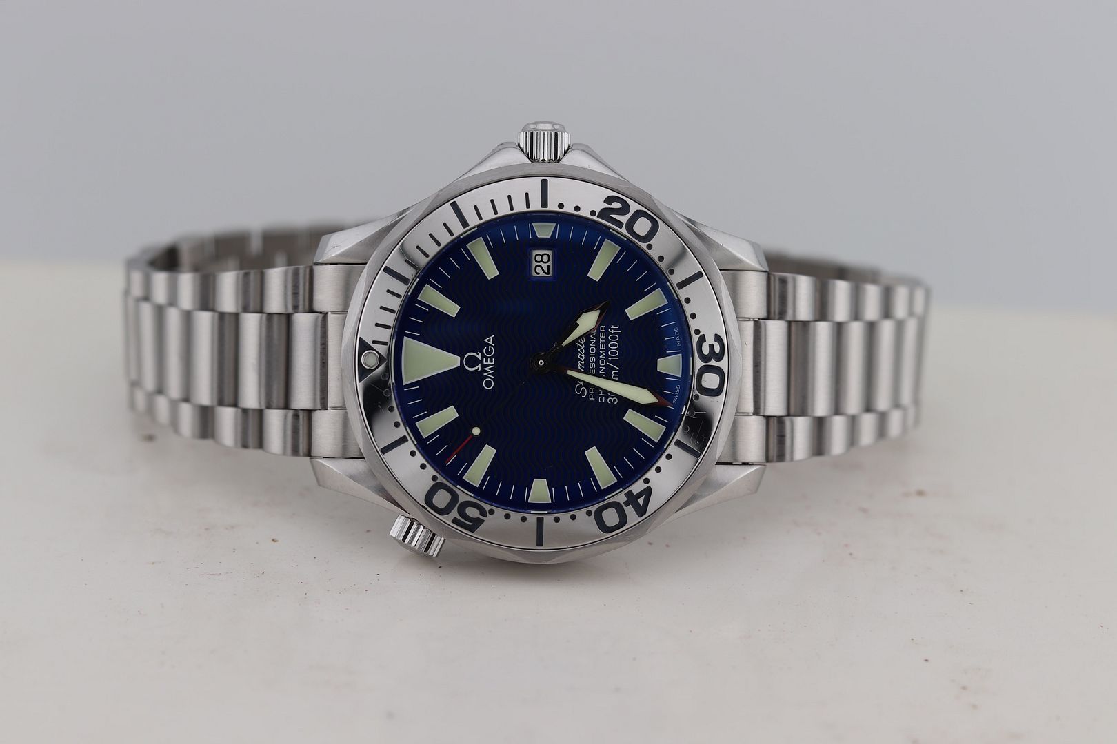 SOLD Omega Seamaster Pro SMP 2255.80 Electric Blue Wave Dial Sword Hands 41mm Full Size ...