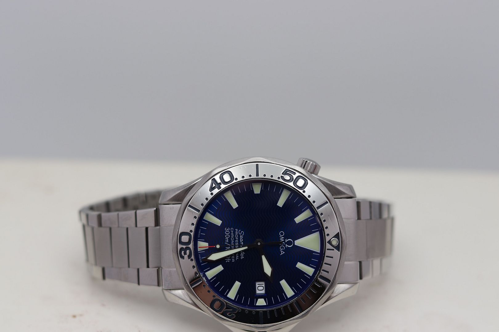 SOLD Omega Seamaster Pro SMP 2255.80 Electric Blue Wave Dial Sword ...