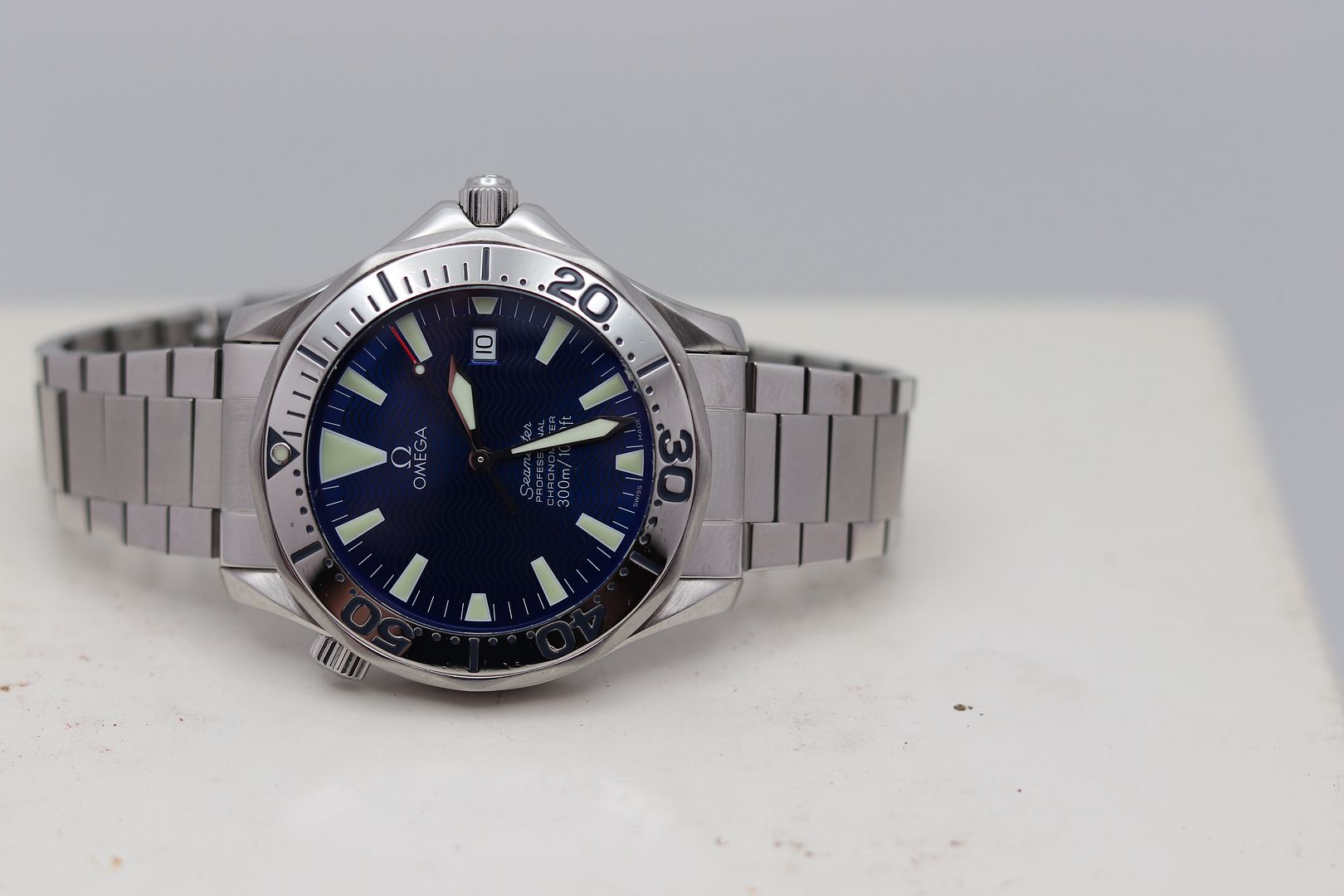 SOLD Omega Seamaster Pro SMP 2255.80 Electric Blue Wave Dial Sword ...