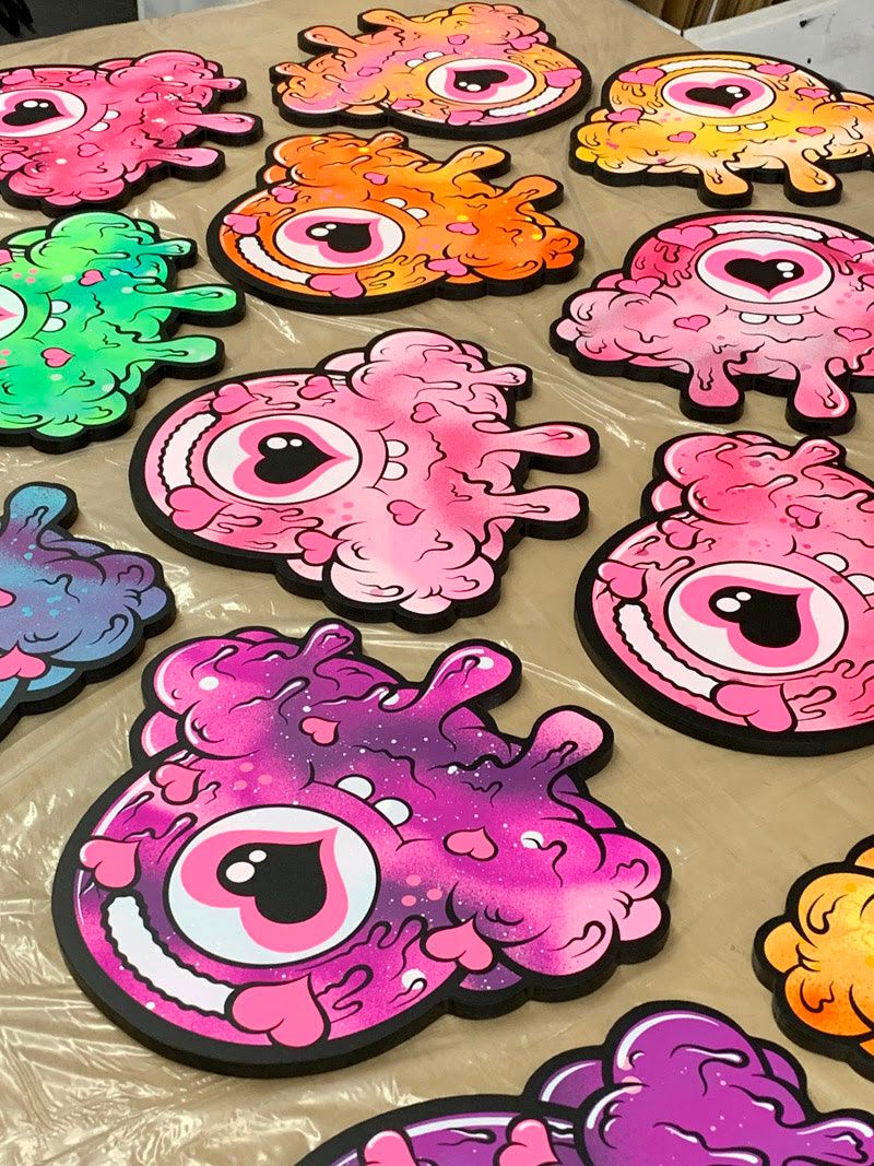Buff Monster announces his 'Melty' silkscreened die-cut wood prints ...