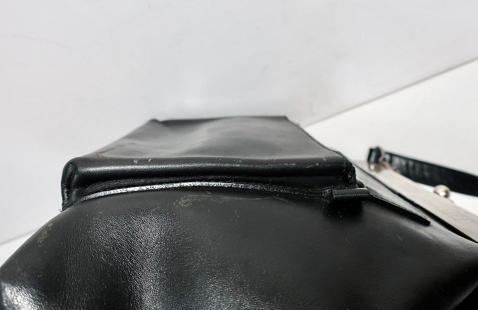 Vintage JEAN PAUL GAULTIER Metal Panel Black Leather Frame Vintage JEAN PAUL GAULTIER Metal Panel Black Leather Frame