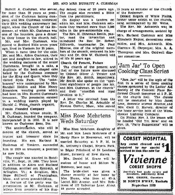 Old Ads -- Cushman's Bakeries -- 34 N. B'way; 1 Main St.; 3 Main St ...