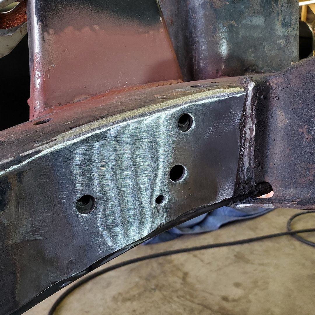 Drilling holes perfectly straight through both frame rails ...