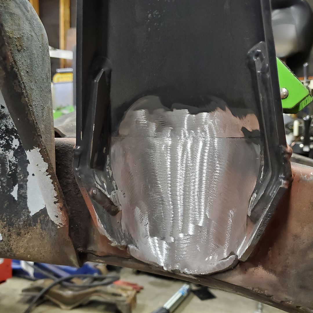 Drilling holes perfectly straight through both frame rails ...