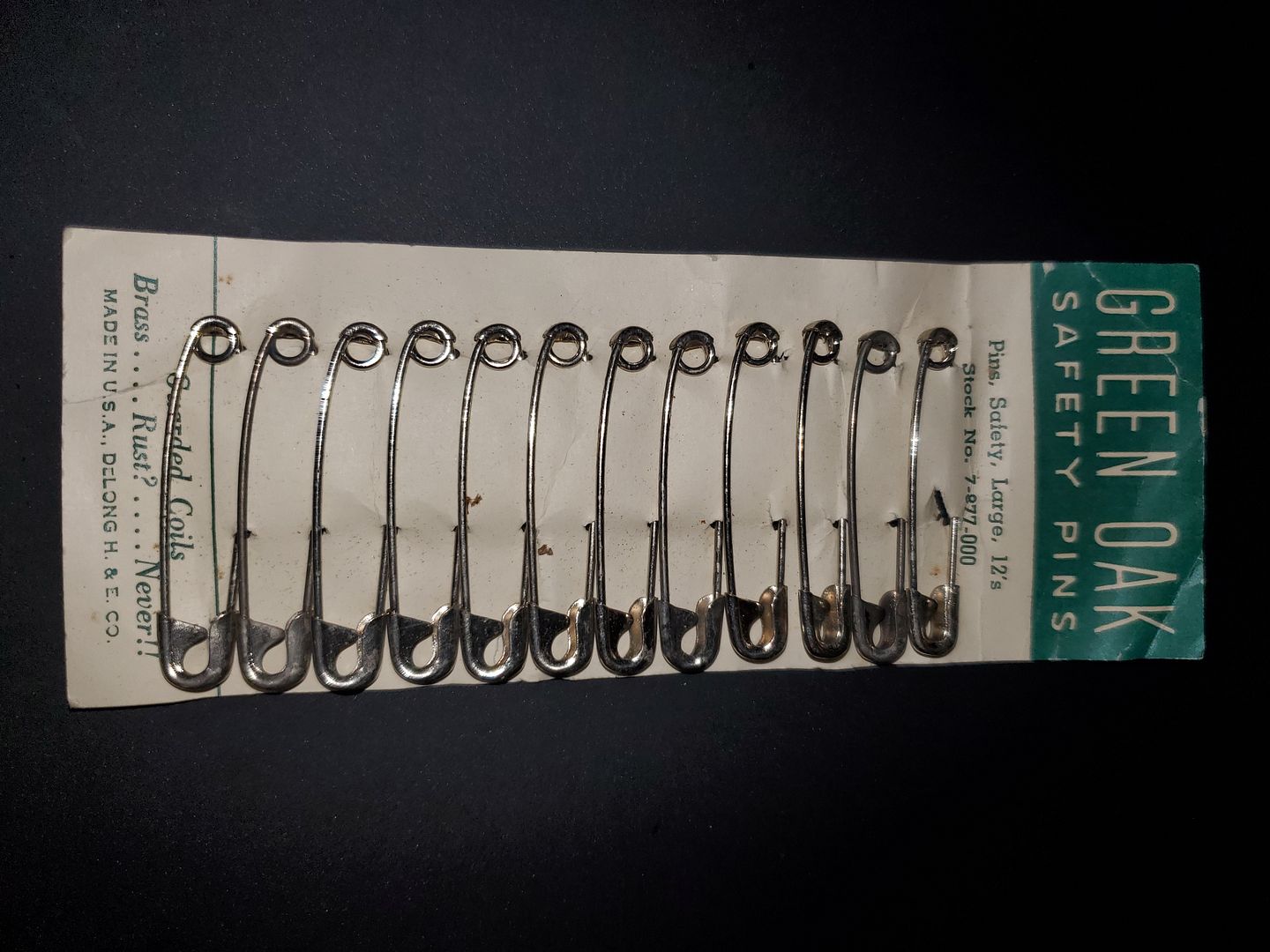 FS: U.S. First Aid Kit Safety Pin Card - G503 Military Vehicle Message ...