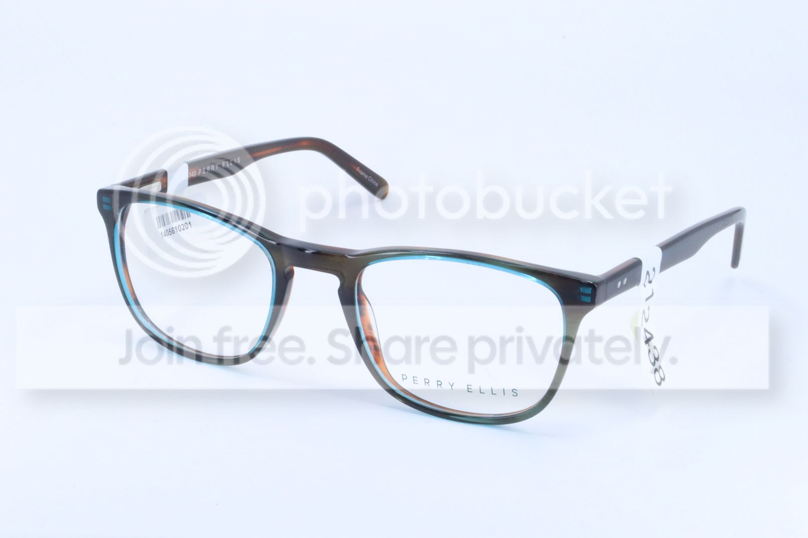 Perry Ellis PE372-3 Black-Blue Square Unisex Full Rim 48-20-140 Glasses ...