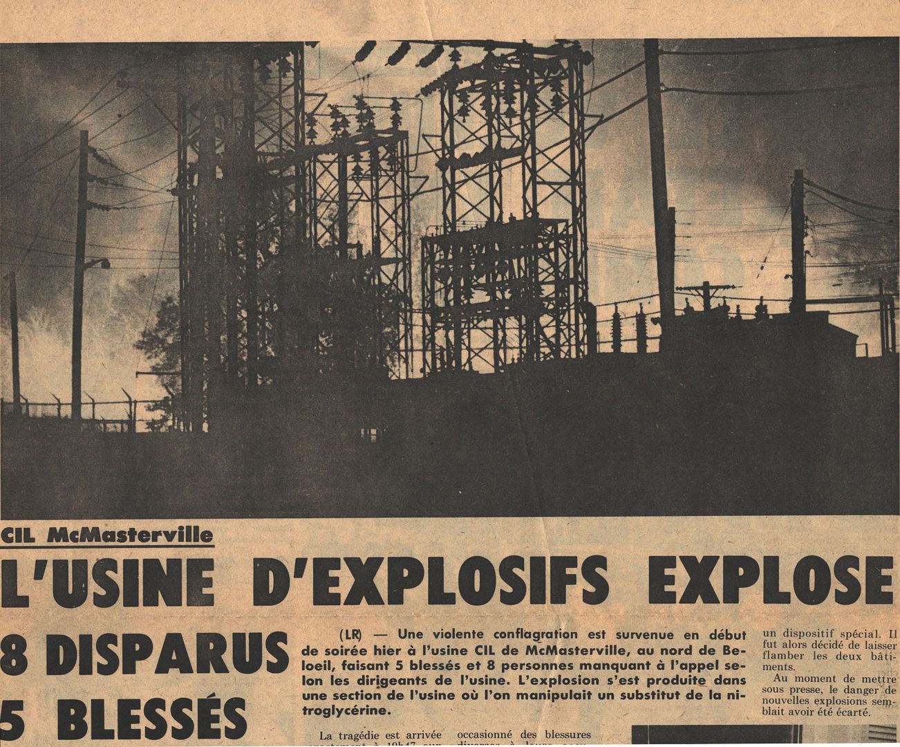 Explosion à McMasterville – 1975 | Autour du Mont-Saint-Hilaire d'autrefois