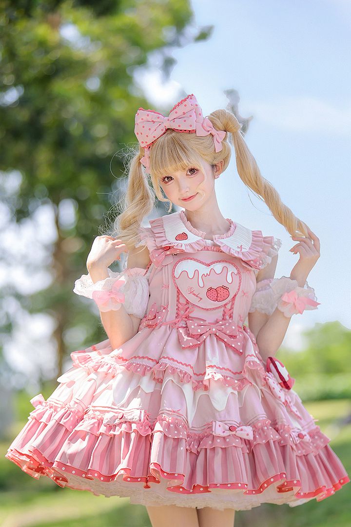 Strawberry Milk Pie Sweet Lolita Dress Outfit by Half Sweet Strawberry Milk Pie Sweet Lolita Dress Outfit by Half Sweet