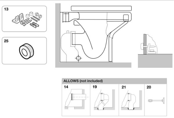 Roca DAMA-N Back-To-Wall WC With Dual Outlet A347787000 Spare Parts