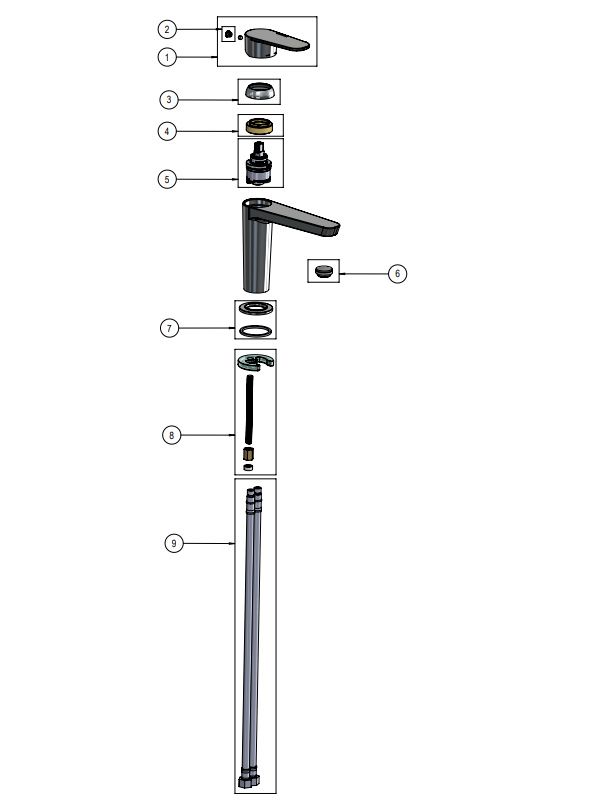 Ramon Soler Alexia High Basin Mixer Tap 3604 Spare Parts