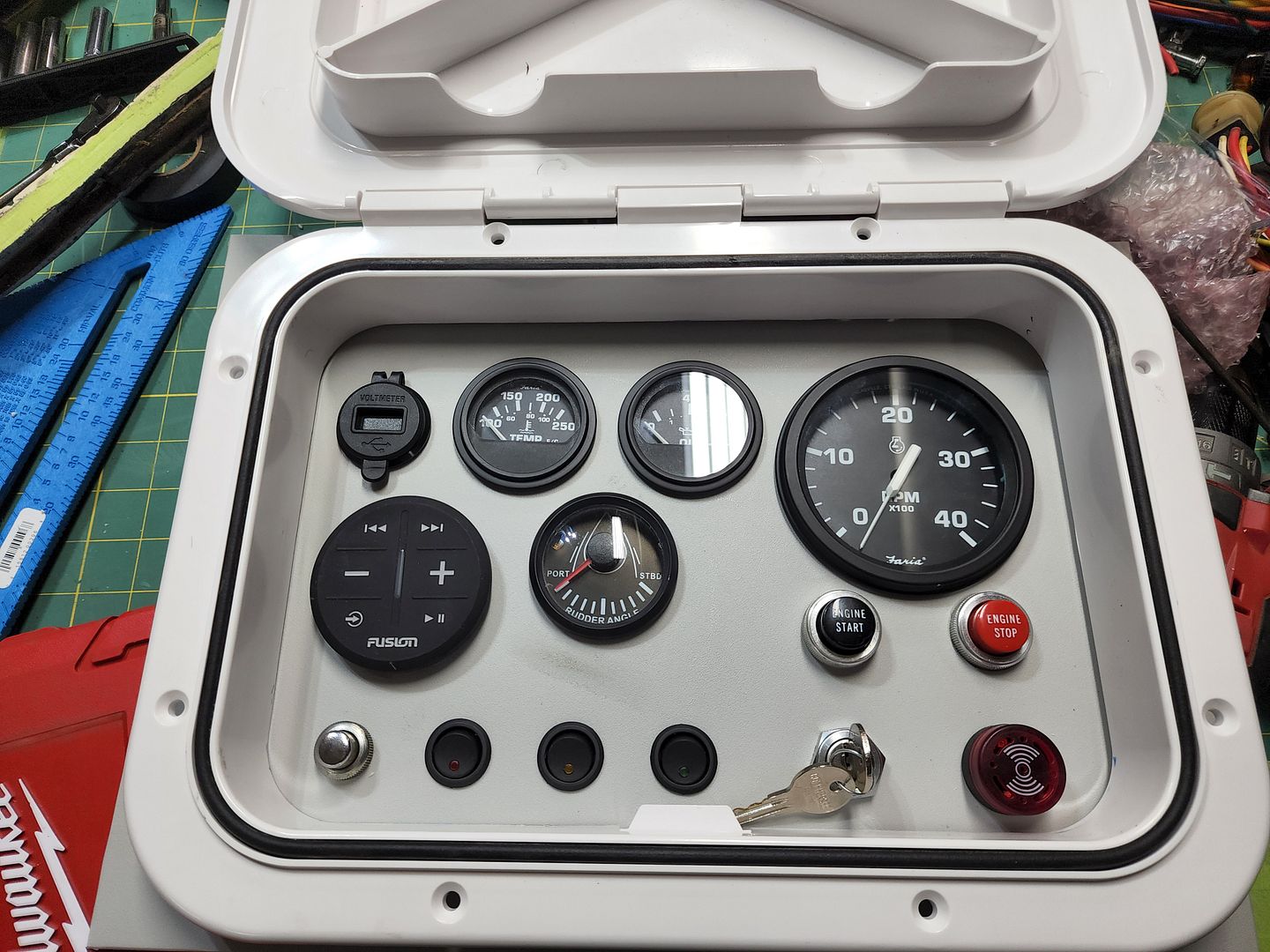 Ideas for upper helm control panel cover | Trawler Forum